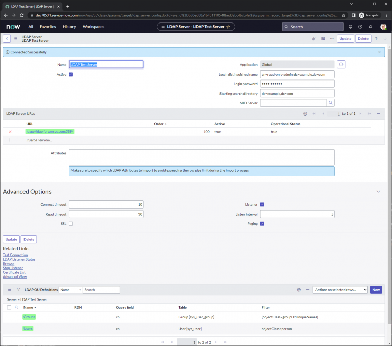 ServiceNow Integration with Active Directory using LDAP